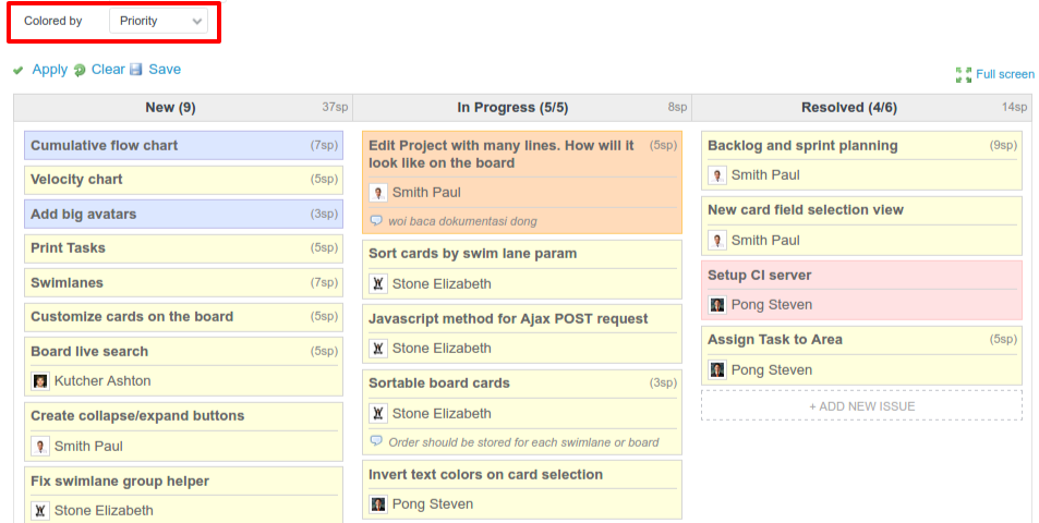 Using colors | RedmineUP Help | Agile plugin documentation